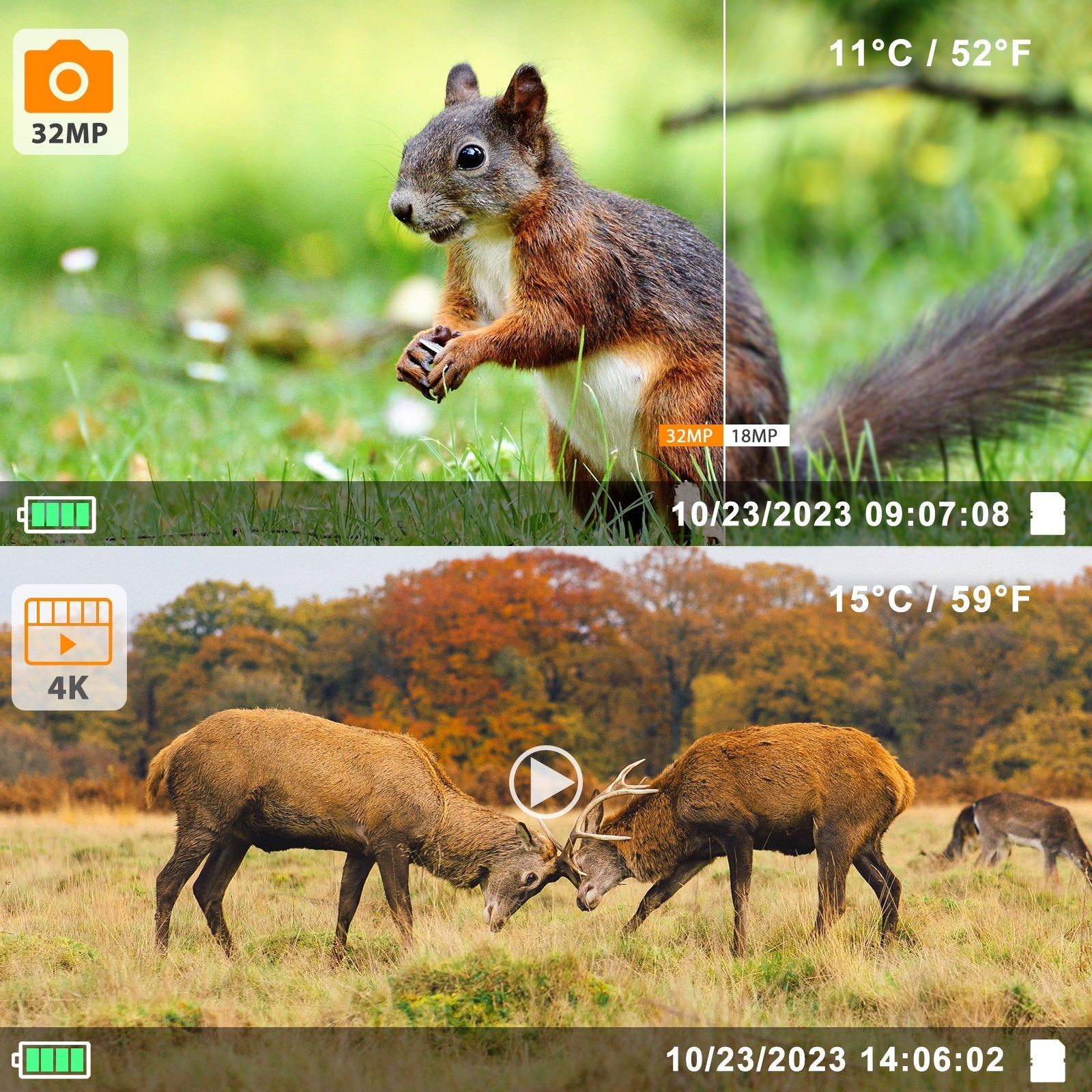 2-Pack 4K 2160P 30fps Video 32MP Photo Trail Camera with Audio and Mot